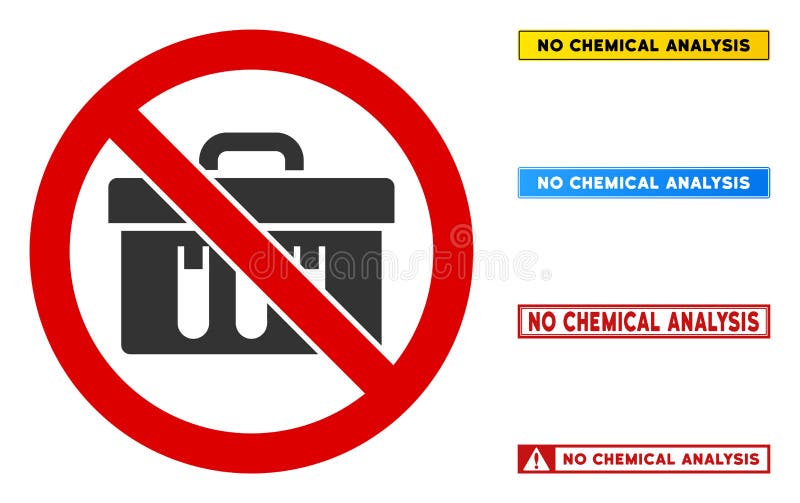 Flat Vector No Chemical Analysis Sign with Texts in Rectangle Frames ...