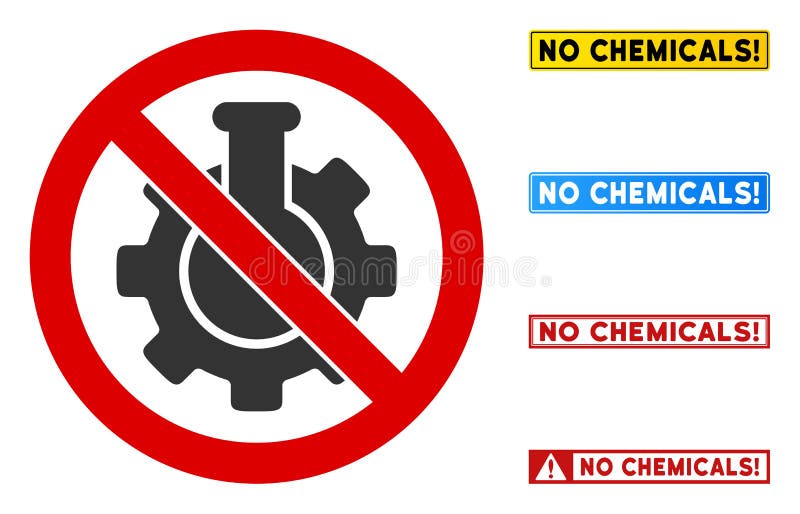 Flat Vector No Chemical Industry Sign with Texts in Rectangle Frames ...