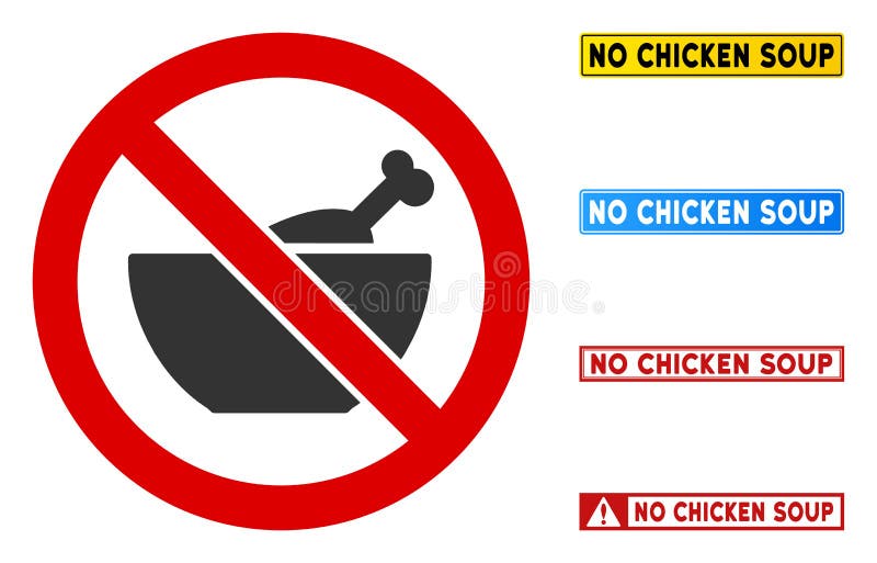 Flat Vector No Chicken Soup Sign with Messages in Rectangular Frames ...