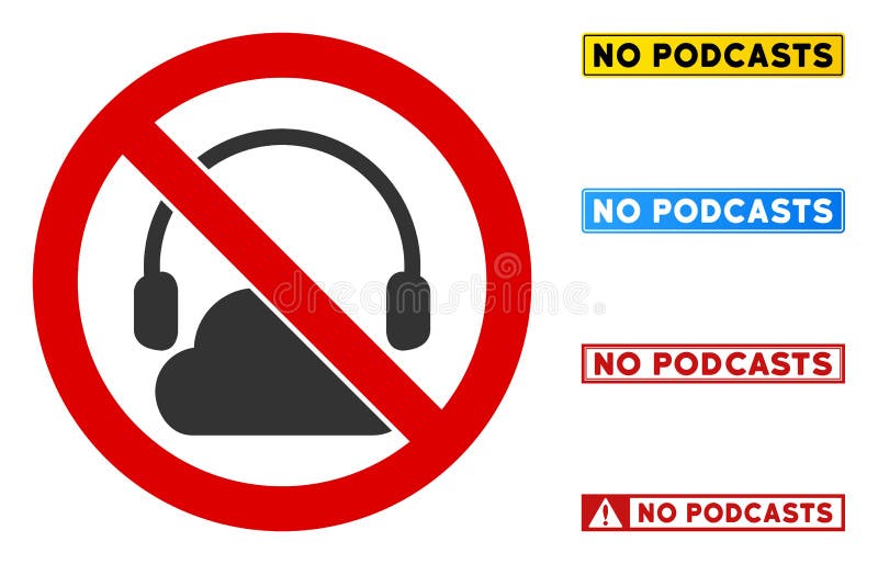 Flat Vector No Cloud Podcast Sign with Words in Rectangular Frames ...
