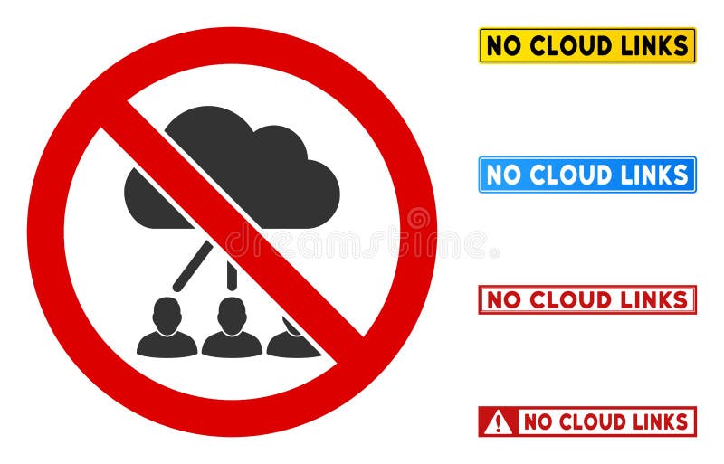 Flat Vector No Cloud User Links Sign with Captions in Rectangular ...