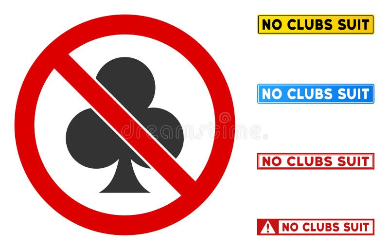 Flat Vector No Clubs Suit Sign with Messages in Rectangle Frames Stock ...