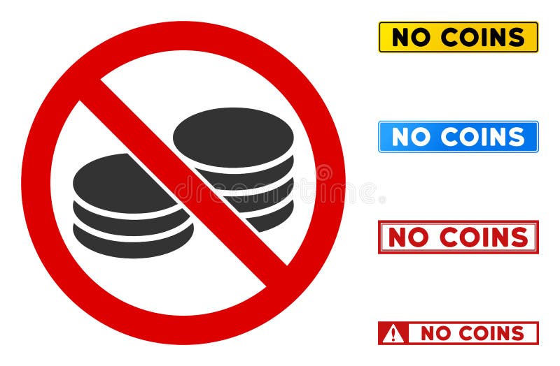 Flat Vector No Coin Stacks Sign with Phrases in Rectangular Frames ...