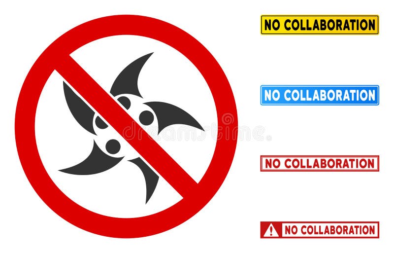 Flat Vector No Collaboration Sign with Phrases in Rectangular Frames ...