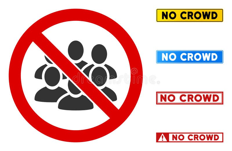 Flat Vector No Crowd Sign with Messages in Rectangle Frames Stock ...