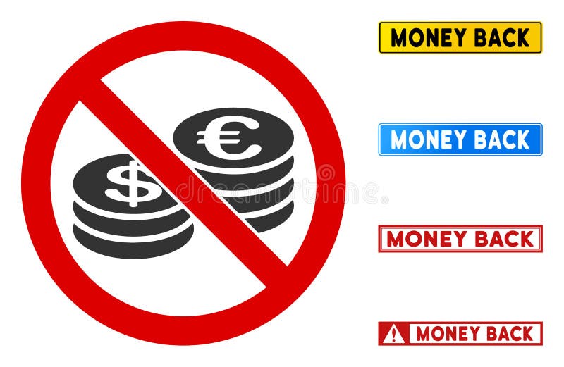 Flat Vector No Currency Coins Sign with Messages in Rectangle Frames ...