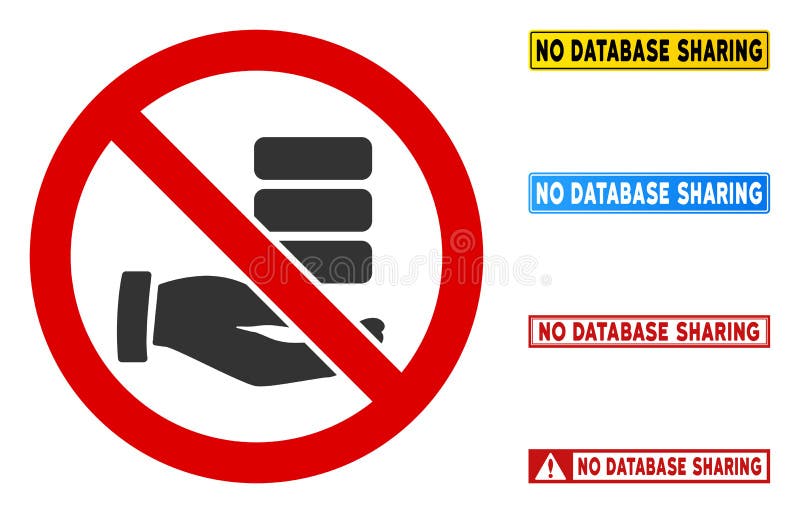Flat Vector No Database Sharing Sign with Phrases in Rectangle Frames ...