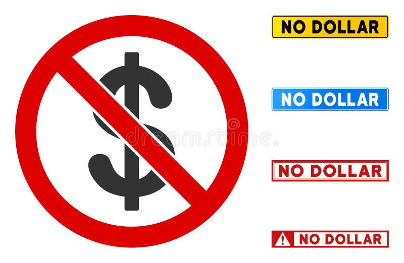 Flat Vector No Dollar Sign with Words in Rectangle Frames Stock Vector ...