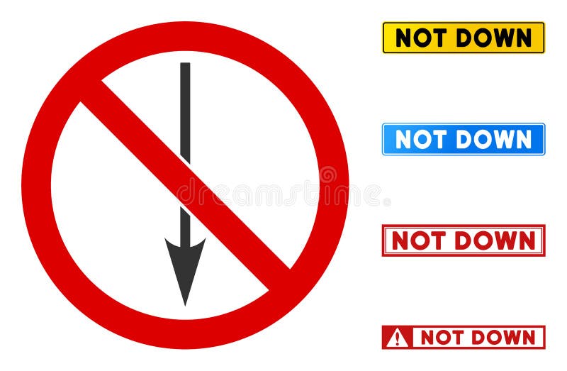Flat Vector No Down Direction Sign with Captions in Rectangle Frames ...