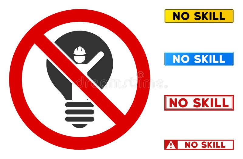 Flat Vector No Electrician Sign with Captions in Rectangle Frames Stock ...