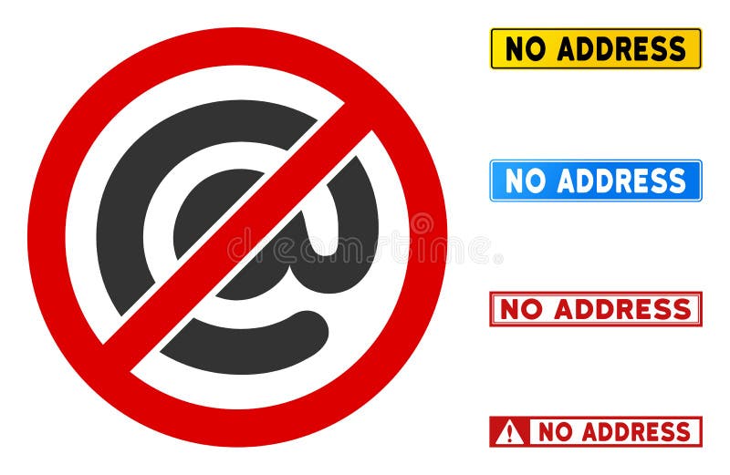 Flat Vector No Email Address Sign with Badges in Rectangular Frames ...