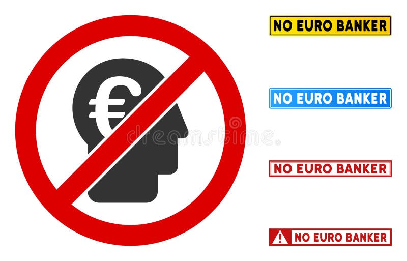 Flat Vector No Euro Banker Sign with Titles in Rectangular Frames Stock ...