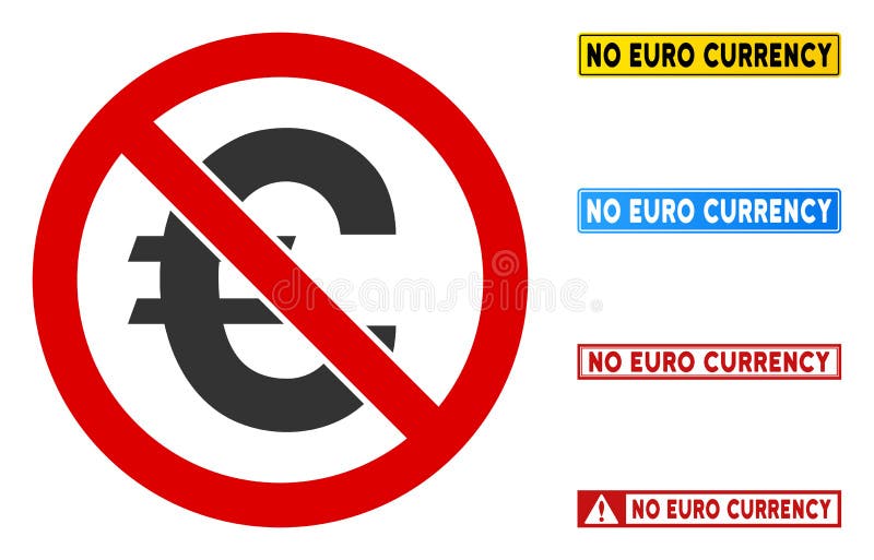 Flat Vector No Euro Currency Sign with Messages in Rectangle Frames ...