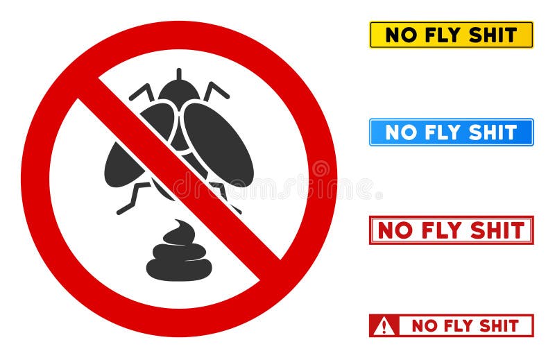 Flat Vector No Fly Shit Sign with Captions in Rectangular Frames Stock ...