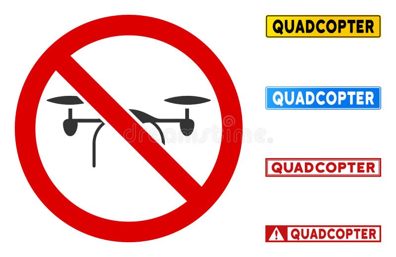 Flat Vector No Flying Drone Sign with Messages in Rectangle Frames ...