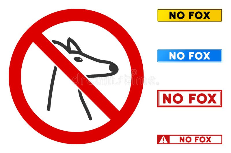 Flat Vector No Fox Sign with Badges in Rectangular Frames Stock Vector ...