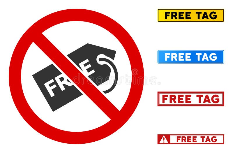Flat Vector No Free Tag Sign with Captions in Rectangle Frames Stock ...