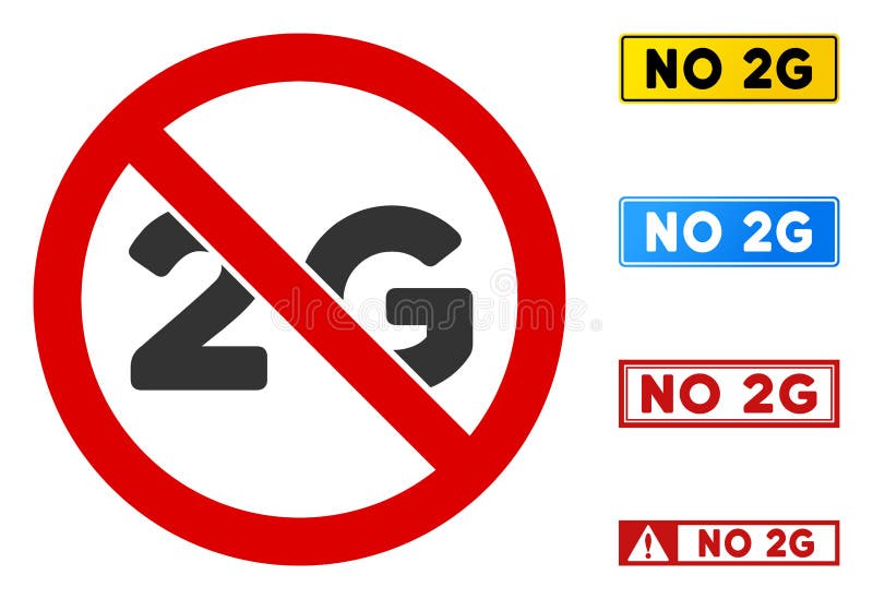 Flat Vector No 2G Sign with Badges in Rectangle Frames Stock Vector ...