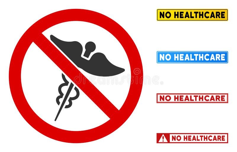 Flat Vector No Healthcare Sign with Badges in Rectangle Frames Stock ...