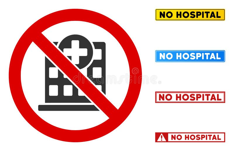 Flat Vector No Hospital Sign with Words in Rectangle Frames Stock ...