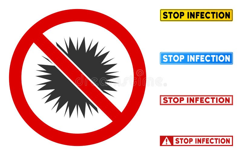 Flat Vector No Infection Spore Sign with Captions in Rectangle Frames ...