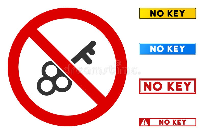 Flat Vector No Key Sign with Titles in Rectangle Frames Stock Vector ...