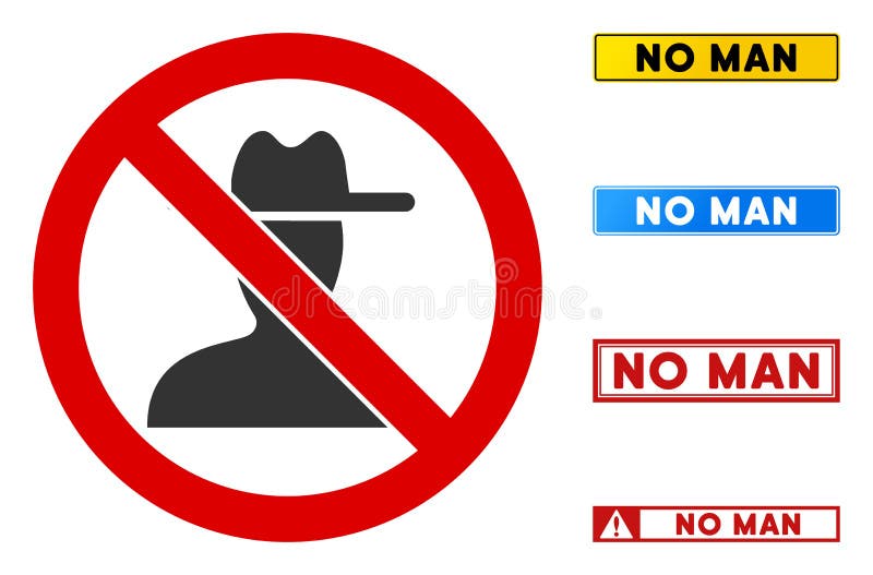 Flat Vector No Man Sign with Phrases in Rectangular Frames Stock Vector ...