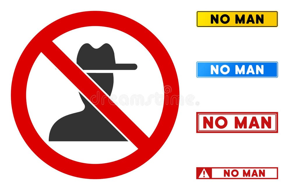 Flat Vector No Man Sign with Phrases in Rectangular Frames Stock Vector ...