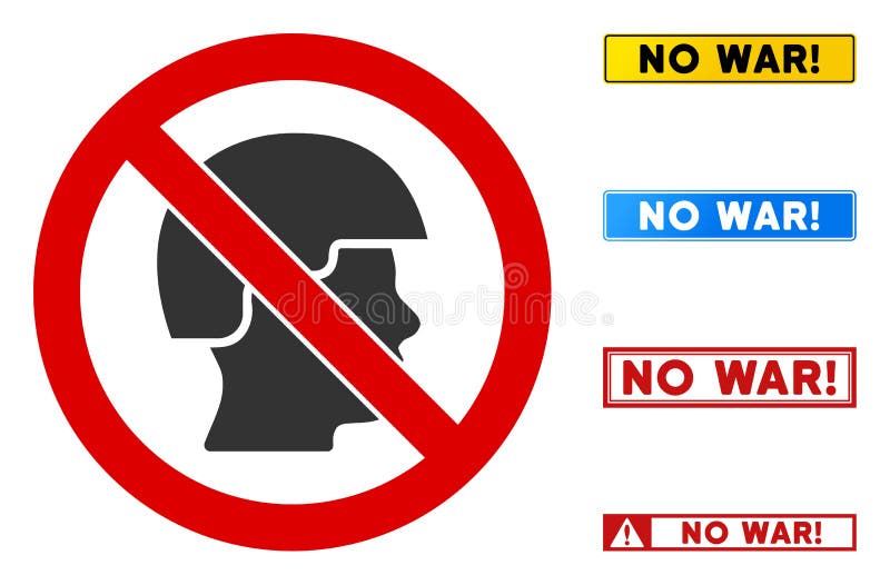 Flat Vector No Military Sign with Messages in Rectangle Frames Stock ...