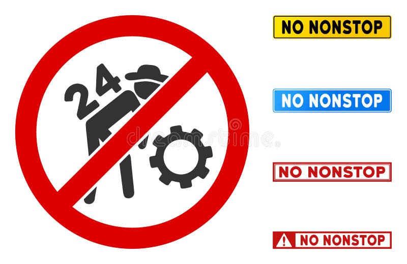 Flat Vector No Nonstop Service Sign with Texts in Rectangle Frames ...