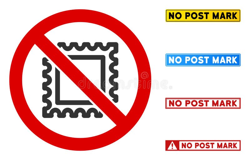 Flat Vector No Post Mark Sign with Words in Rectangular Frames Stock ...