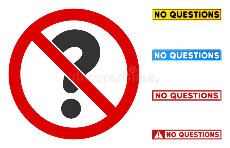 Flat Vector No Question Sign with Words in Rectangular Frames Stock ...