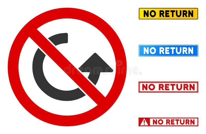 Flat Vector No Return Sign with Phrases in Rectangular Frames Stock ...