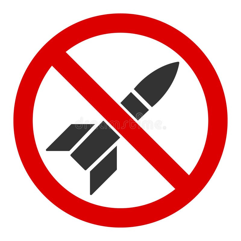 Flat Vector No Rockets Icon Stock Vector - Illustration of prohibited ...