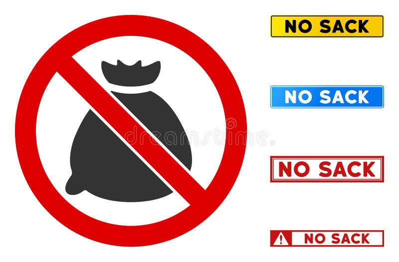 Flat Vector No Sack Sign with Words in Rectangle Frames Stock Vector ...