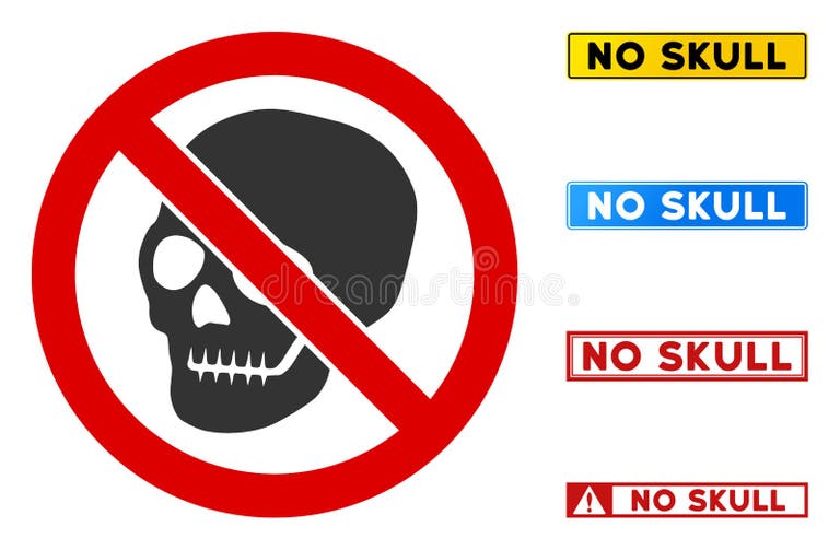 Flat Vector No Skull Sign with Phrases in Rectangular Frames Stock ...
