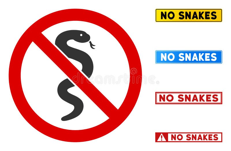 Flat Vector No Snake Sign with Words in Rectangle Frames Stock Vector ...