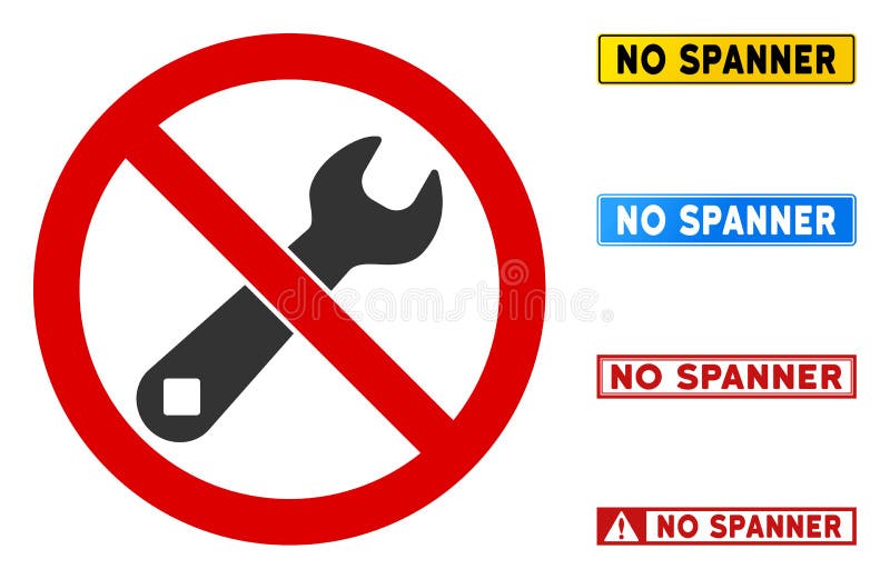 Flat Vector No Spanner Sign with Phrases in Rectangle Frames Stock ...