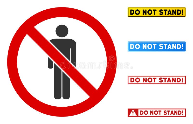 Flat Vector No Standing Man Sign with Texts in Rectangular Frames Stock ...
