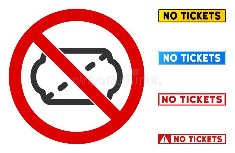 Flat Vector No Ticket Sign with Captions in Rectangular Frames Stock ...