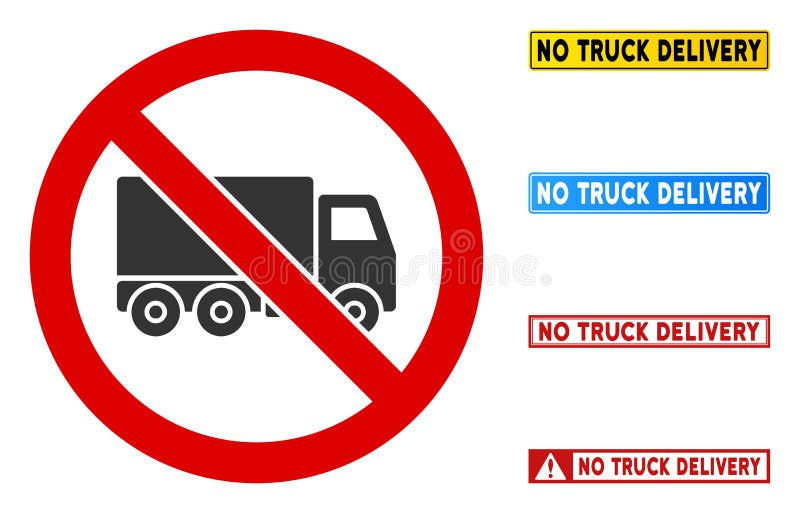 Flat Vector No Truck Delivery Sign with Phrases in Rectangle Frames ...