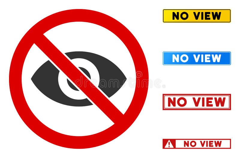 Flat Vector No View Sign with Captions in Rectangular Frames Stock ...