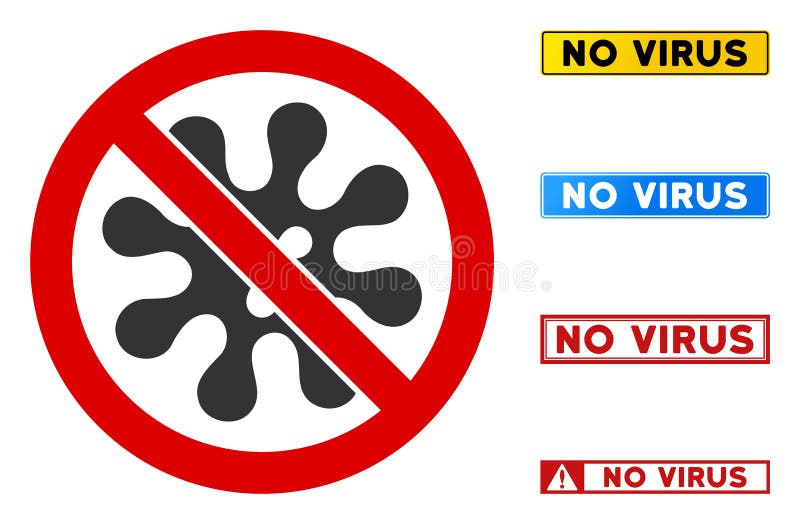 Flat Vector No Virus Sign with Captions in Rectangular Frames Stock ...