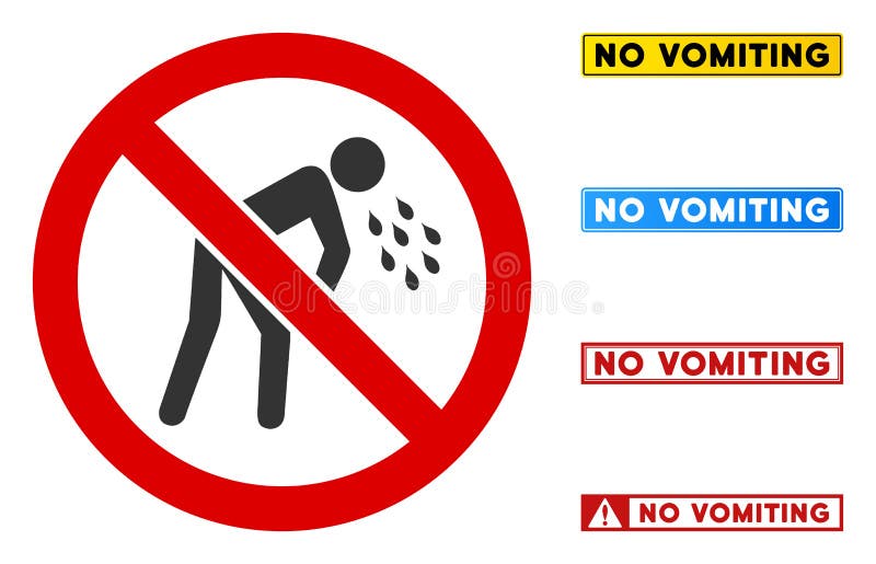 Flat Vector No Vomiting Sign with Captions in Rectangle Frames Stock ...