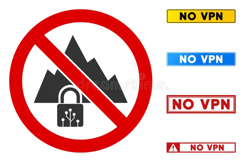 Flat Vector No VPN Tunnel Sign with Words in Rectangular Frames Stock ...