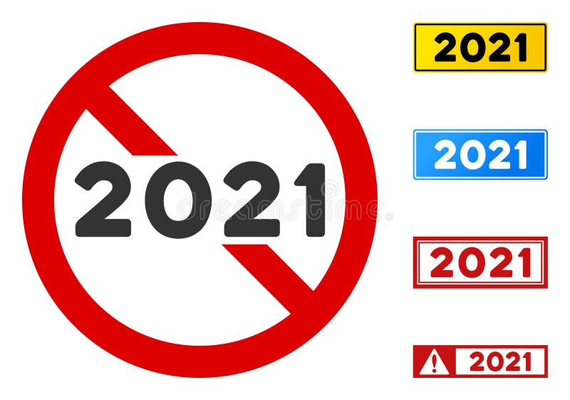 Flat Vector No 2021 Year Sign with Words in Rectangular Frames Stock ...