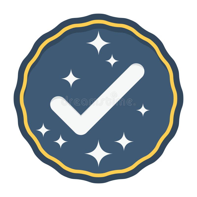 Quality Performance Badge with Tick, Stars, and Scalloped Circular ...