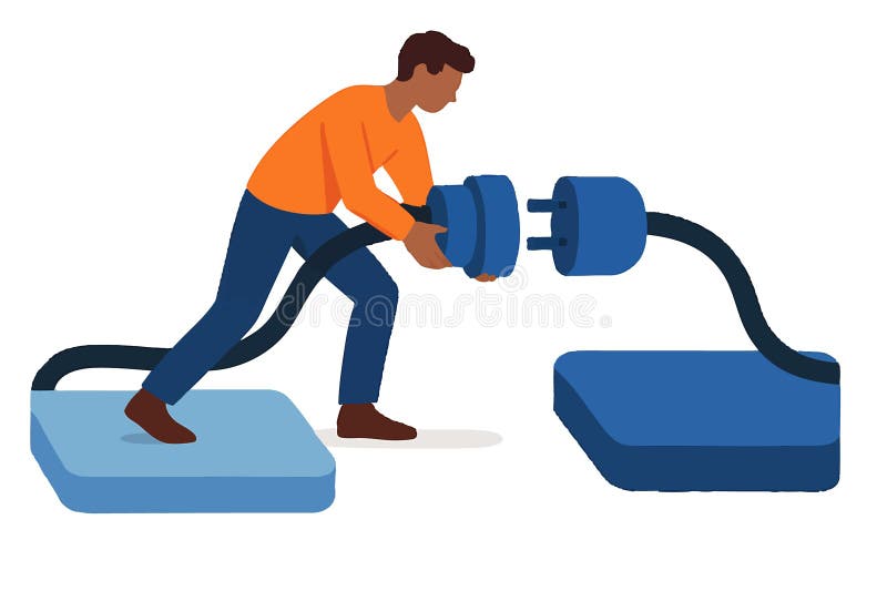 Person Plugging Cable Stock Illustrations – 192 Person Plugging Cable ...