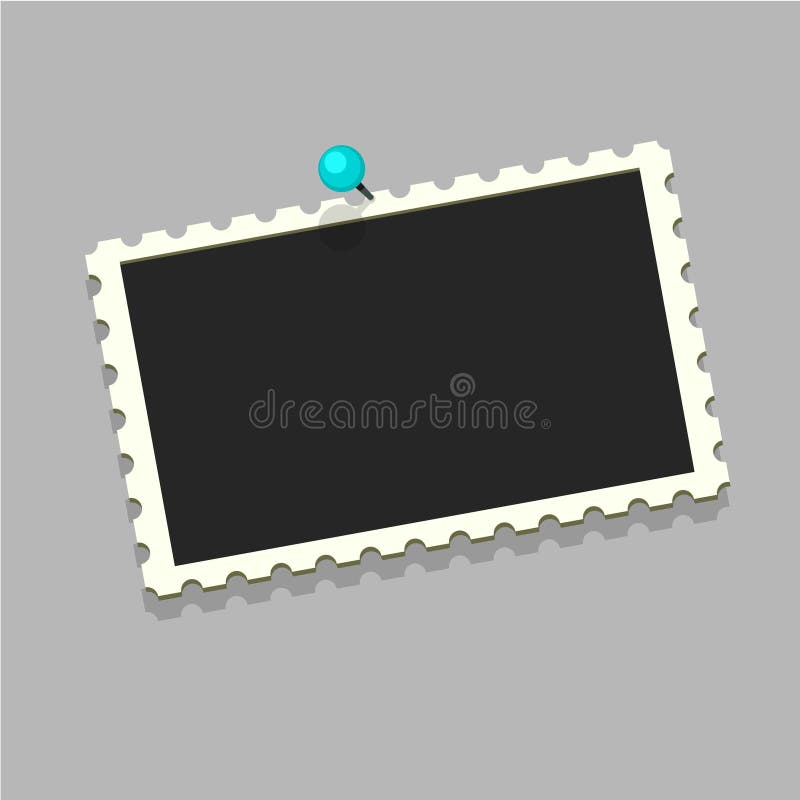 Flat Vector Photo Frame On Blue Pin. Template Photo Design.Vector ...