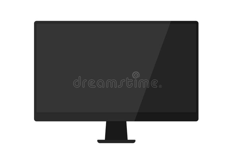 Flat Vector Realistic Black Monitor on a White Background for a Web ...